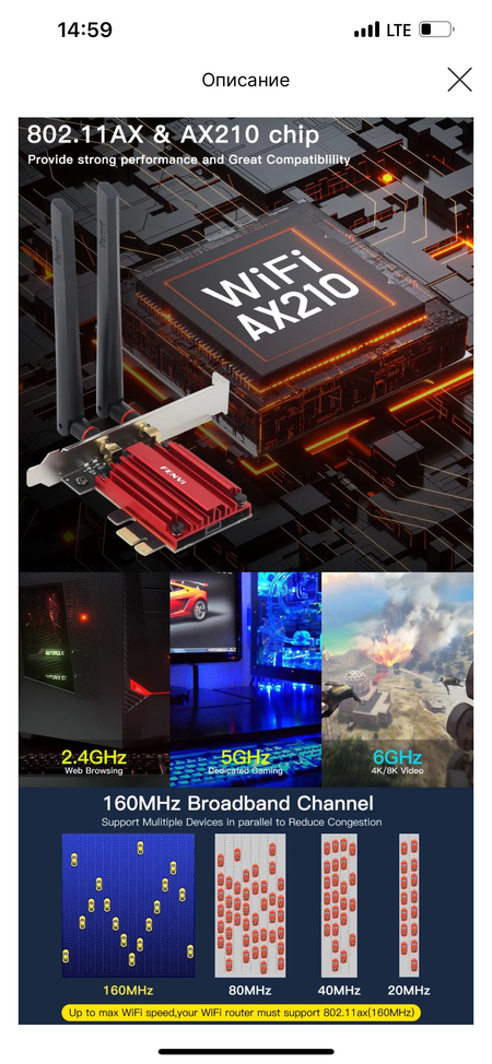 WiFi 6E PCI-E 5374 Мбит/с