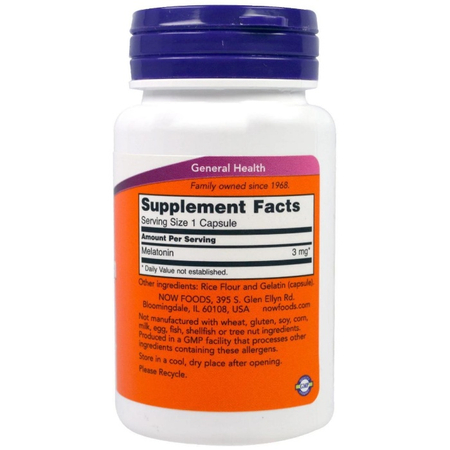 Мелатонин, Now Foods, 3 мг, Мелотонин, melatonin