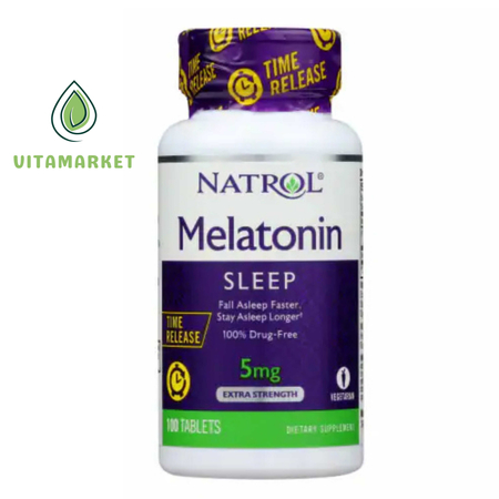 Natrol, Melatonin, Time Release, Extra Strength, 5 mg, 100 Tablets