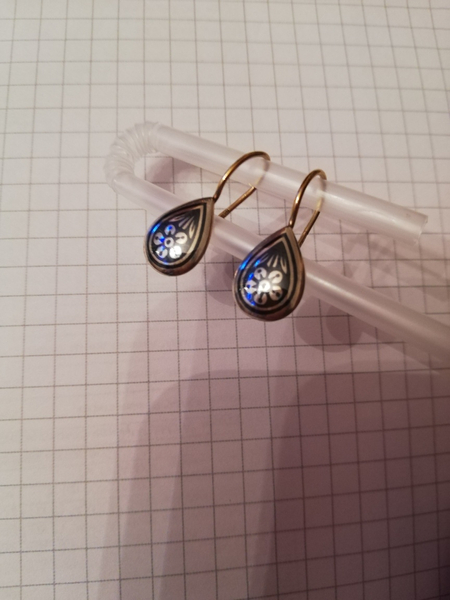 Серьги, серебро. Северная чернь.