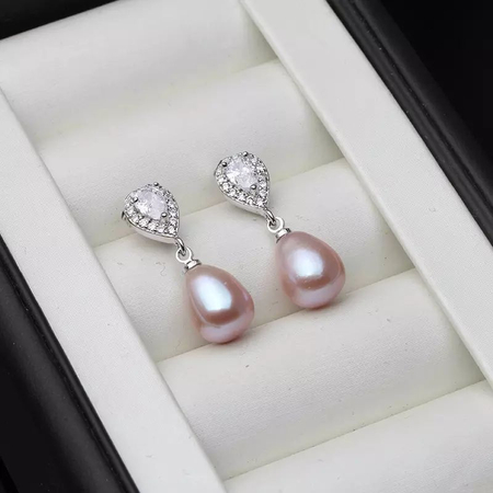Серьги из серебра 925 пробы с жемчугом
