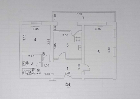 2х комнатная квартира Ибн Сино-1 с ремонтом (87111)