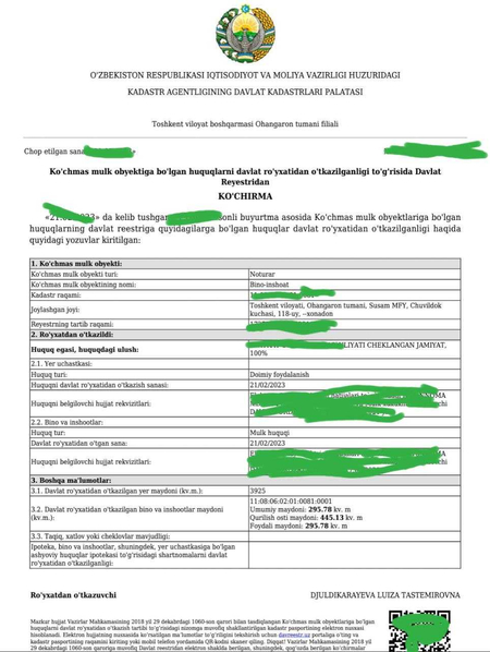 Ohangaron tumanida 445 m2 noturar bino 40 sotok 430 mln