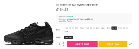 Nike Vapormax Triple Black 10.5US/28.5cm/44.5