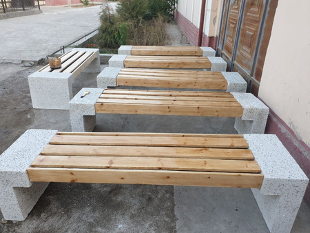 Fontan, vaza, skameyka