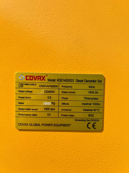 Дизель Генератор Covax Navigator 1250кВа 1000 кВт