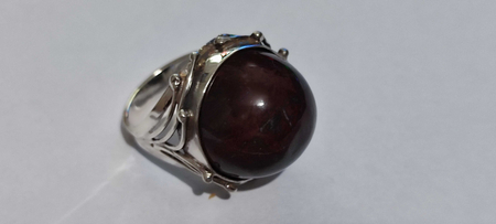 Солидное серебряное кольцо с камнем ЯШМА, разм.20