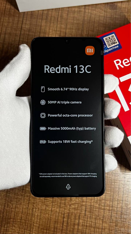 New Redmi 13c, 50.000 steklo sovga, 1yil kafolat beramz