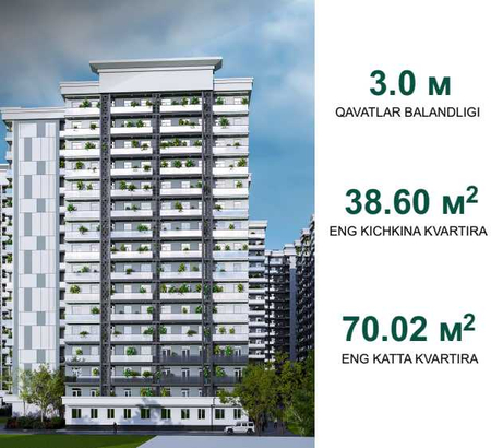 Квартиры в новостройке от 9 млн.сум за м2