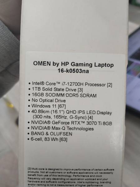 Игровой ноутбук HP OMEN i7 12700H RTX 3070 TI