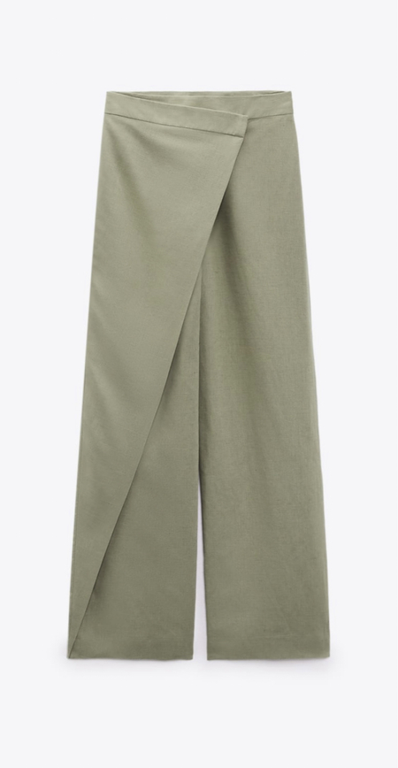 Широкие летние брюки с захлестом изо льна Zara