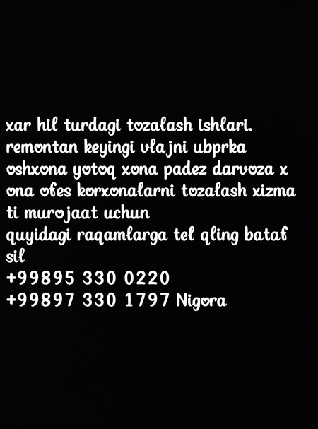 Xonadon tozalash xizmati Halol