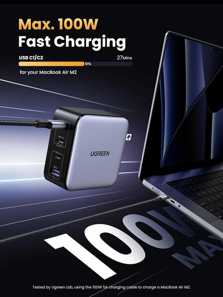 UGREEN Nexode 100W USB C GaN зарядное устройство-4 порта