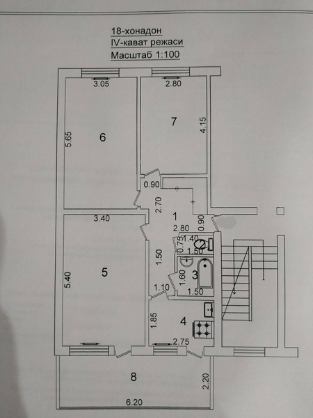 Продаётся 3/4/4 Юнусабад 6кв 80м² ор-р Котельная