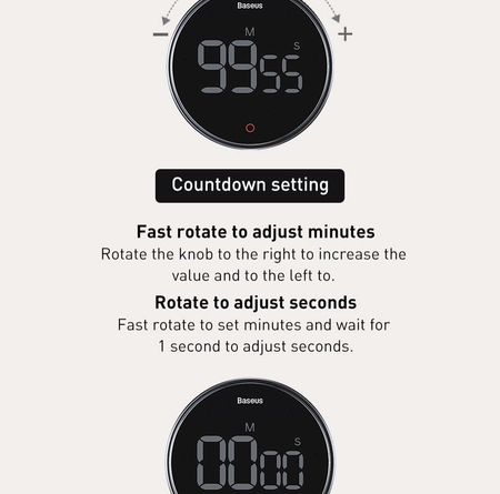 Таймер Baseus heyo rotation countdown timer Черный