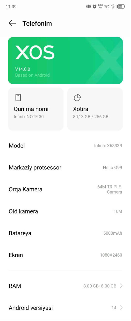 SROCHNIGA Infinix note 30 16x256