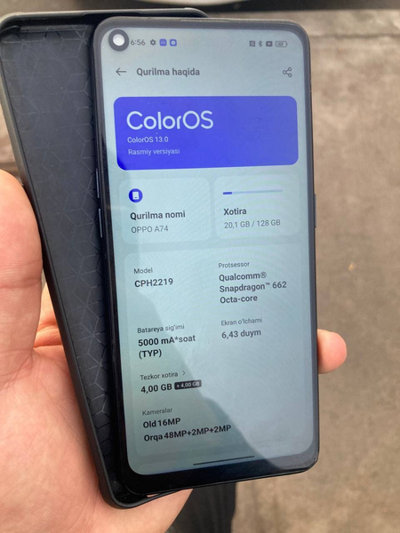 Oppo A74 xotira 128 Gb