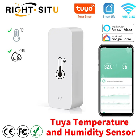 Умный WiFi датчик температуры и влажности Tuya