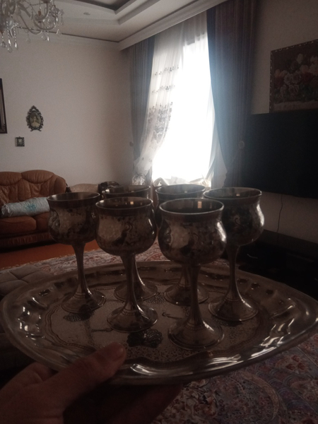Бронзовые рюмки с подносом новые