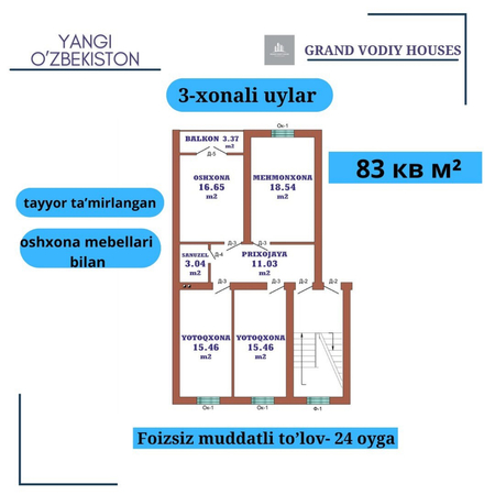 Chust tumanidagi Namunali uylar sotiladi