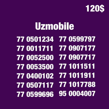Uzmobile gold chiroyli raqamlari/ Красивые золотые номера Узмобайл