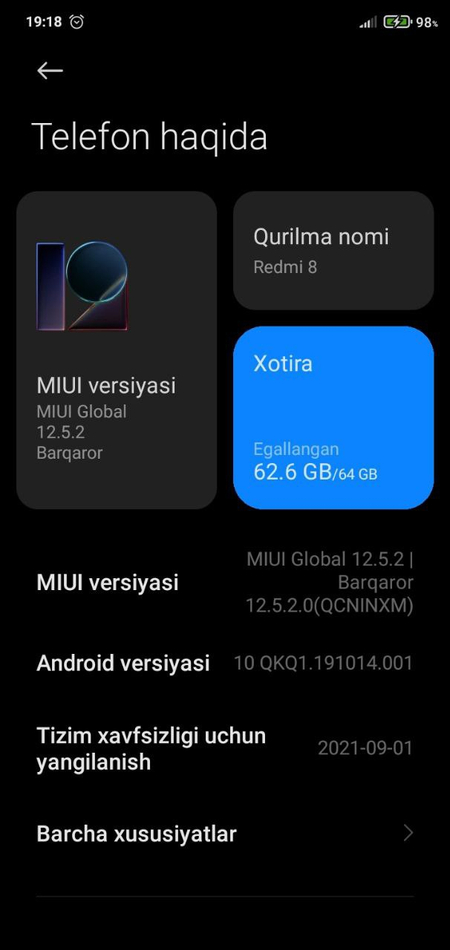 Redmi 8 xotira 4/64