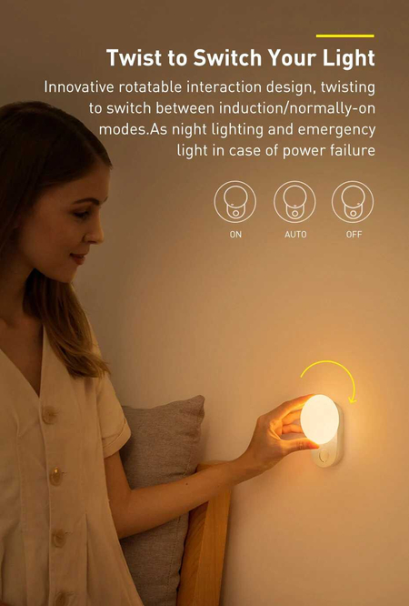 Baseus Sensor Full Moon Light Ночной Светильник с Датчиком Движения