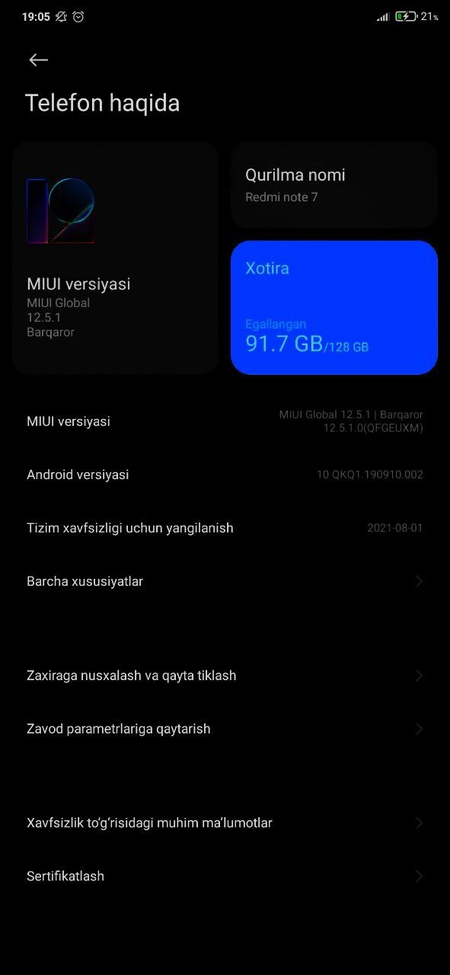 redmi note 7 holati yaxw