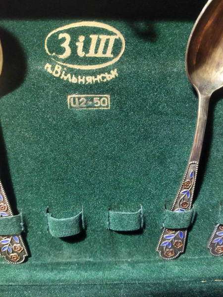 Серебряные ложки в эмали СССР