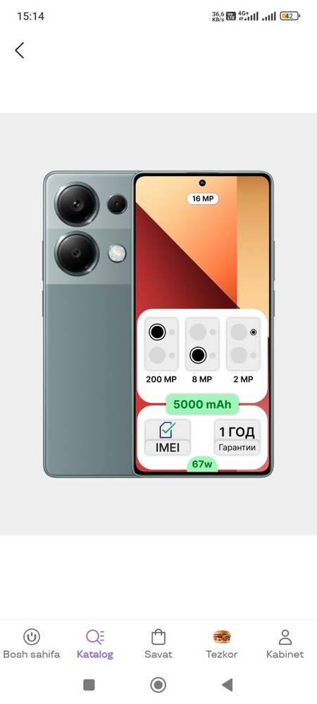 Redmi note 13 pro 8/256 GB arzon narxda