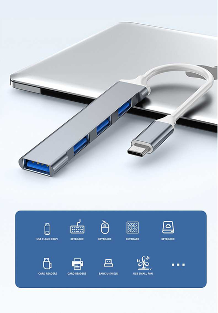 HUB Expansion Dock USB 3.0 4 Port Type C to USB Hub 4 in 1