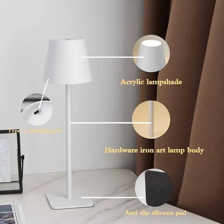 Беспроводная USB-аккумуляторная настольная лампа для отелей.
