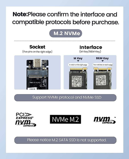Корпус для SSD NVME 40Гбит/с ORICO 40Gbps M.2 Nvme SSD Enclosure