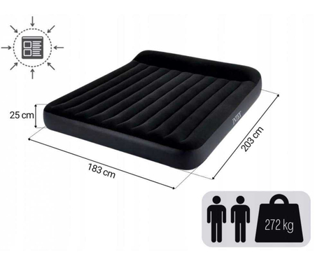 Intex 64144, надувной матрас 203 x 183 x 25 см Бесплатная Доставка