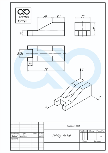 Chizma geometriya va muhandislik grafikasi fanidan topshiriqlar.