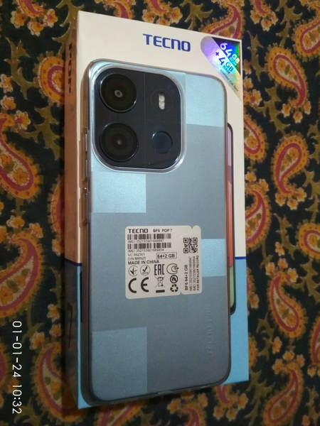 TECNO POP_7 Каропка, документ, зарядниги, чихоли хаммаёги бор.