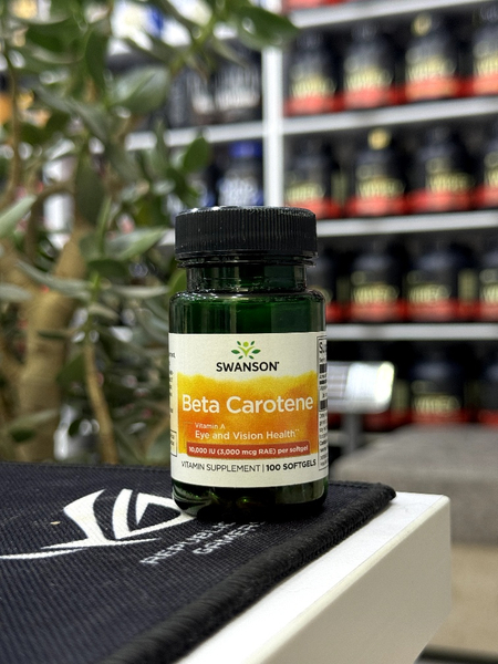 Swanson Beta Carotene Vitamin A 10000 iu 100 softgels 100 servings.
