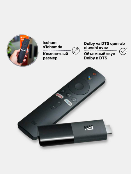 Mi TV Stick FullHD 1920x1080, 60 fps Dostavka bepul. viloyatga bor