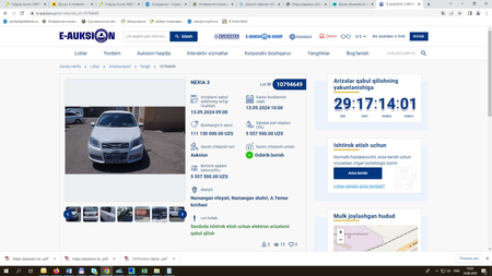 Nexia 3, Аукцион савдоси оркали сотилади