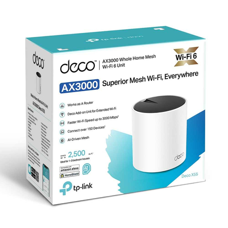 MESH система - TP-LINK Deco X55-AX3000 (1-pack) 2.4ghz + 5ghz Wi-Fi 6