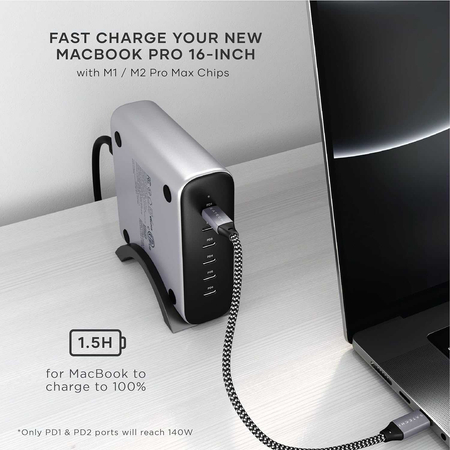 Satechi 6-портовое зарядное устройство GaN USB-C мощностью 200 Вт