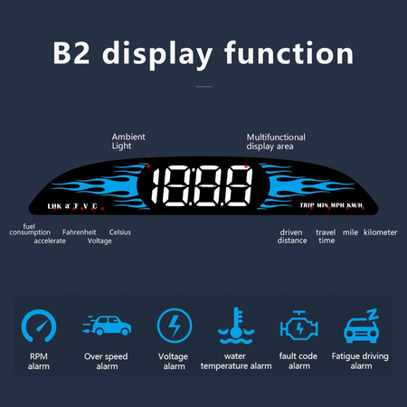 Проектор HUD B2 для автомобиля с датчиком температуры охлаждения