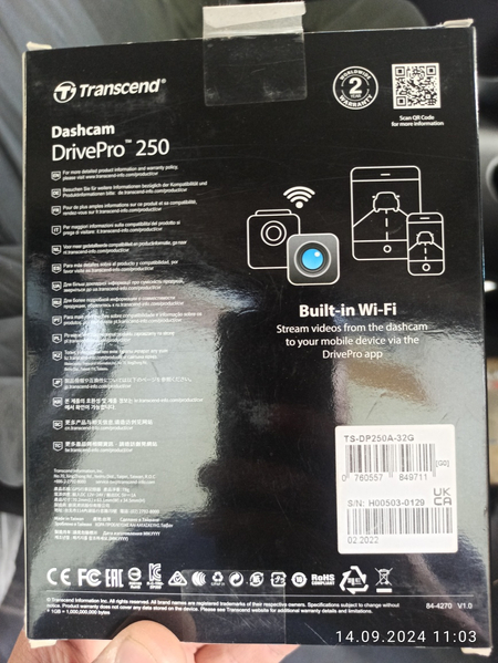 Видеорегистратор Transcend DrivePro DP250 + 128gb C10 Sandisk