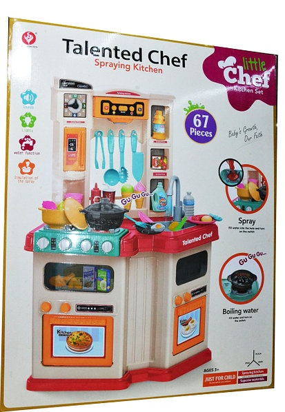 922-110 Кухня розовая Talented Chef мойка с водой, плита с имитацией к