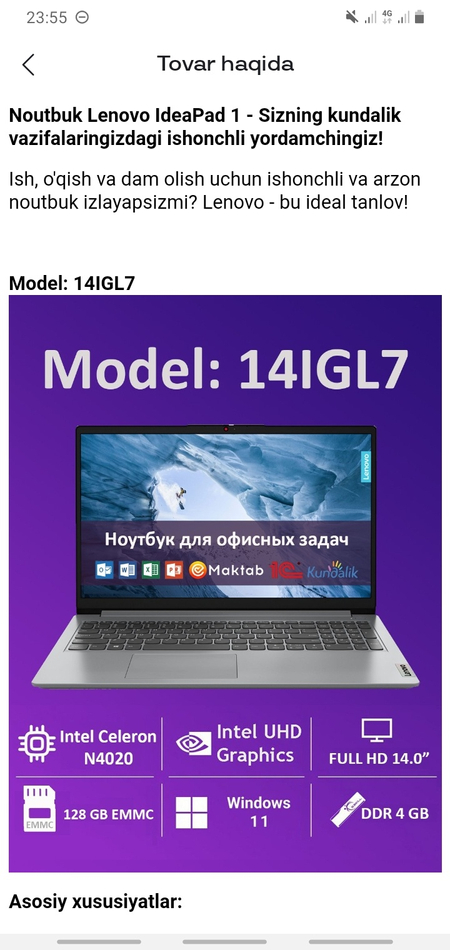 Lenovo Noutbuk IdeaPad