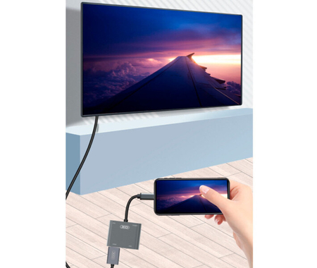 HUB адаптер Type-C HUB XO (HUB001) 4in1 Type-C to HDMI/VGA/USB3.0/PD c
