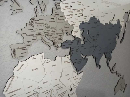 Интерьерная карта мира Серая 160Х95 см на стену ТЕЛЕГРАМ: [maps_of_uz]