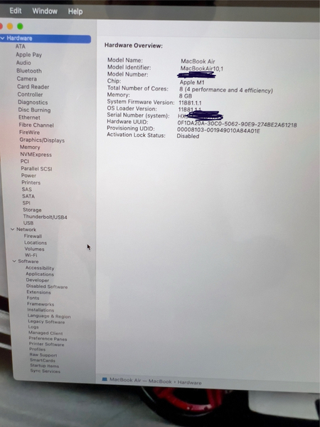 Macbook Air M1 8/256