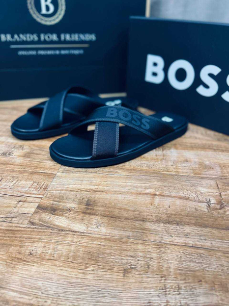 Boss кожаные шлепанцы на ремешках