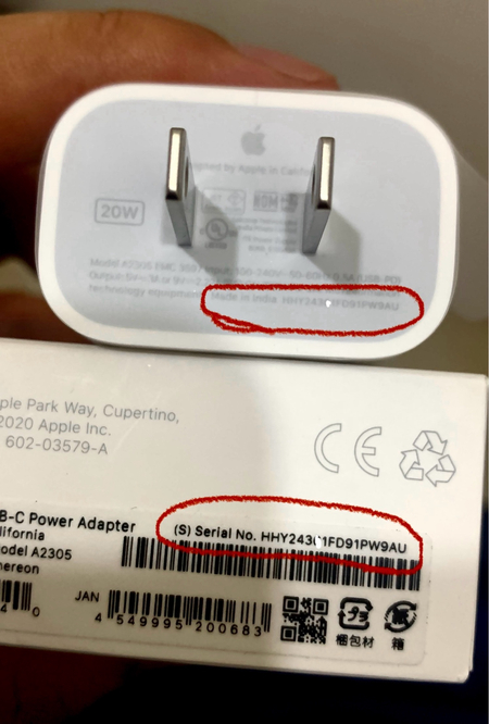 Apple adapter 20w USB-C fast charger  USA
